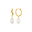 Pearl Drop Huggie Hoop Earrings - Silver